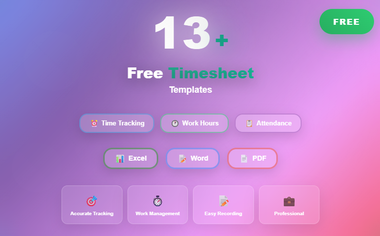 13+ Free Timesheet Templates (Excel, Word and PDF) - Learn Management