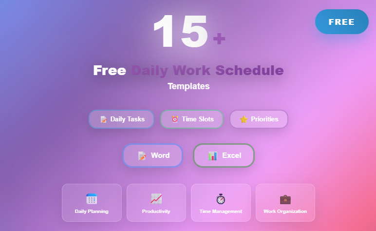 15+ Free Daily Work Schedule Templates (Word and Excel) - Learn Management