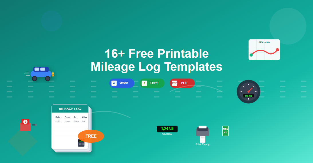 16+ Free Printable Mileage Log Templates (Wod,Excel,PDF) - Learn Management