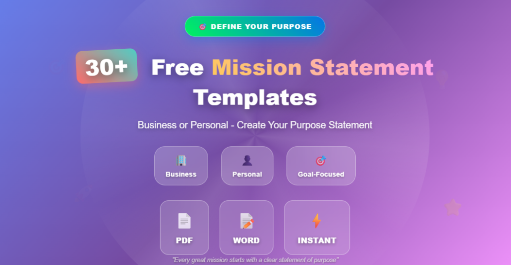 30+ Free Mission Statement Templates Business or Personal (PDF,Word ...