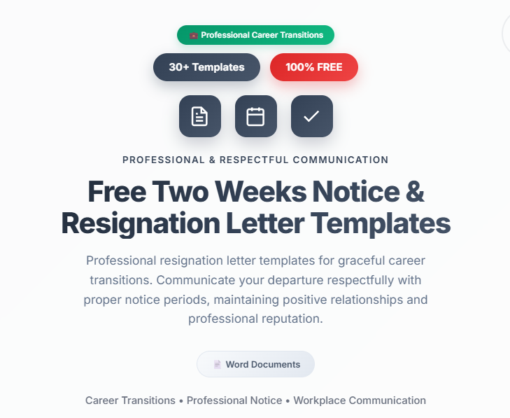 30+ Free Two Weeks Notice Letters,Resignation Letter Templates in (Word ...