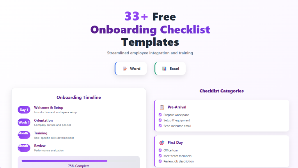 33+ Free Onboarding Checklist Templates (Word,Excel) - Learn Management