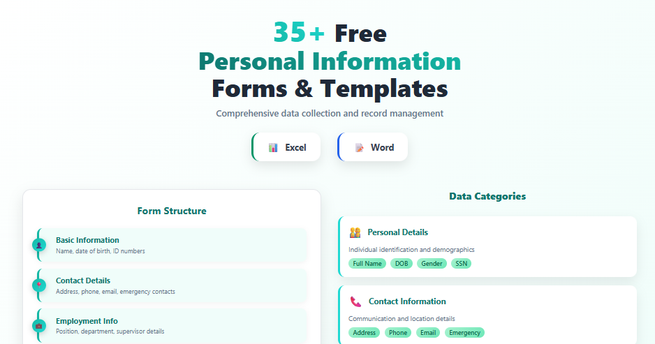35+ Free Personal Information Forms ,Templates in (Excel,Word) - Learn ...