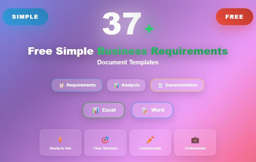 37+ Free Simple Business Requirements Document Templates In (Excel and ...