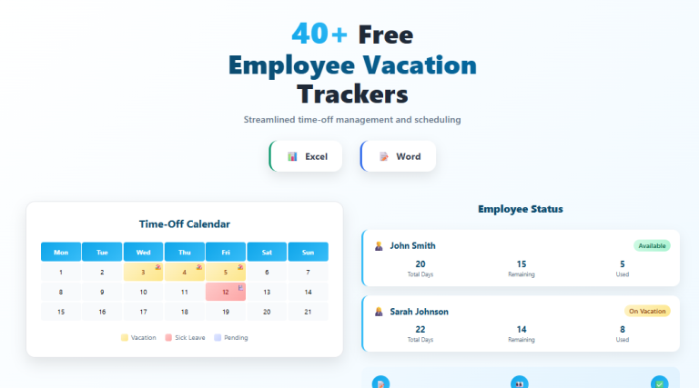 40+ Free Employee Vacation Trackers (Excel and Word) - Learn Management