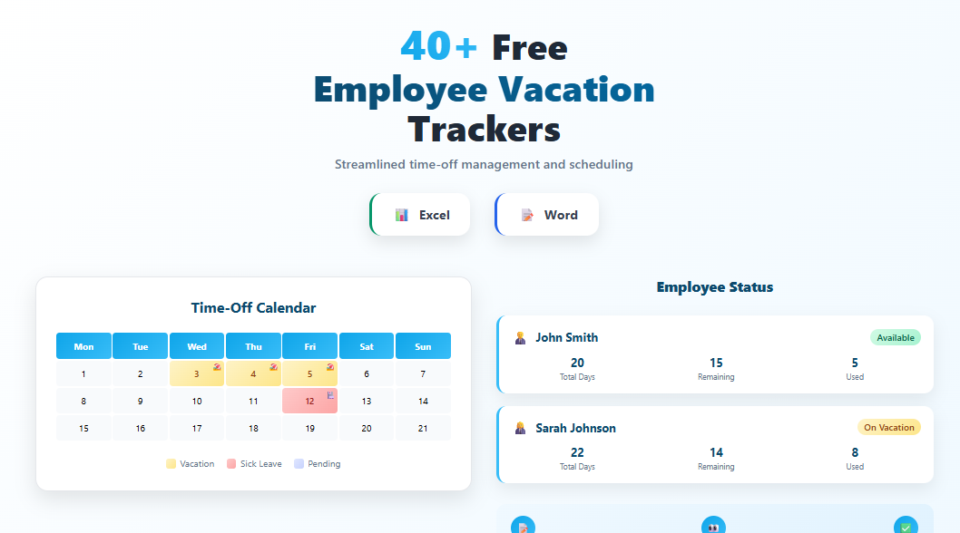 40+ Free Employee Vacation Trackers (Excel and Word) - Learn Management