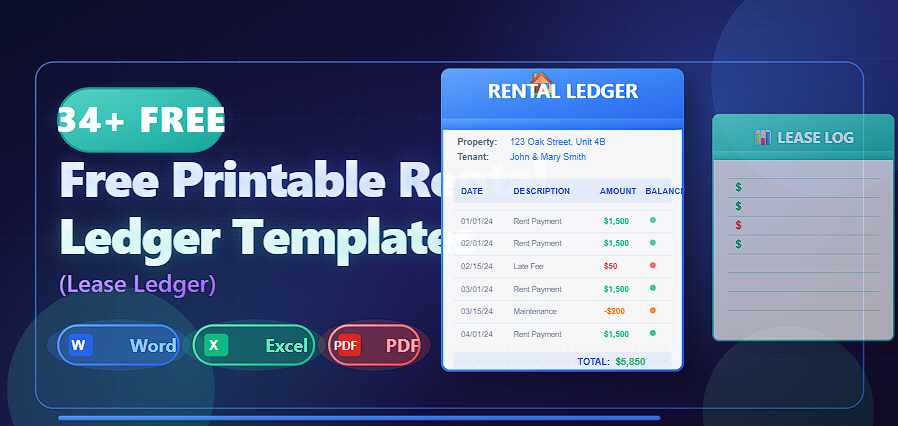 34+ Free Printable Rental Ledger Templates (Lease Ledger) in Word,Excel ...