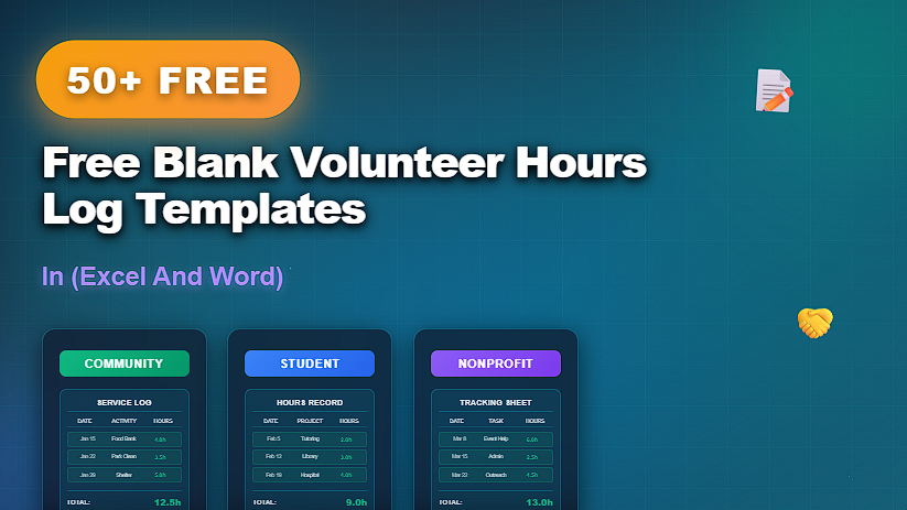 50+ Free Blank Volunteer Hours Log Templates In (Excel And Word ...