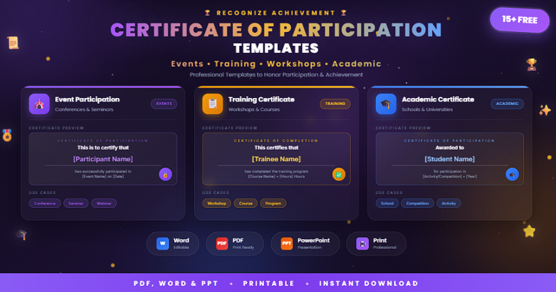 15+ Free Certificate of Participation Templates (PDF, Word And PPT ...