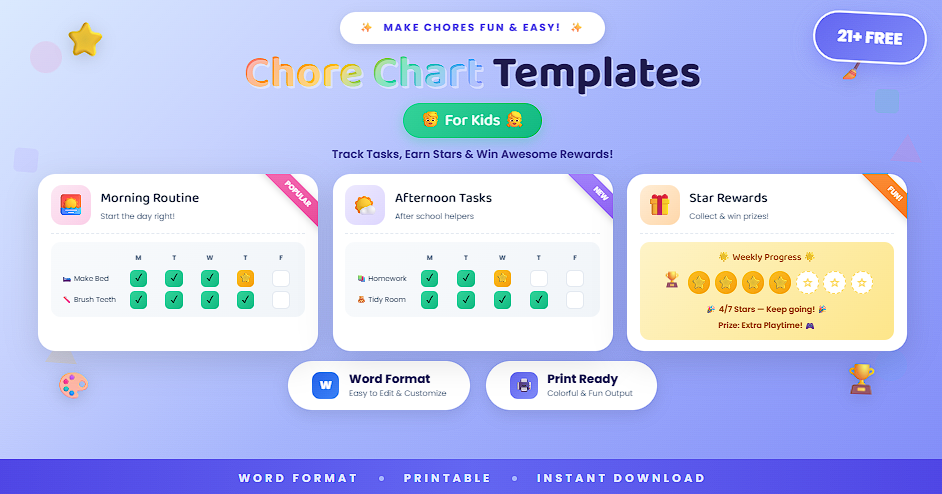 21+ Free Chore Chart Templates for Kids (Word) - Learn Management