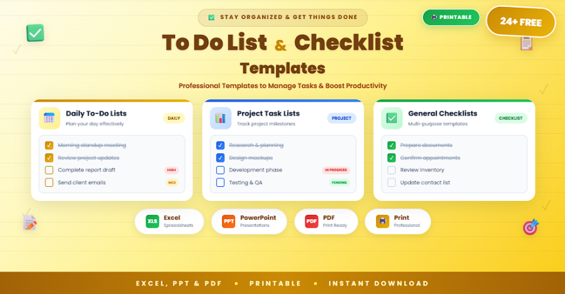 24+ Free Printable To Do List And Checklist Templates In (Excel, PPT ...
