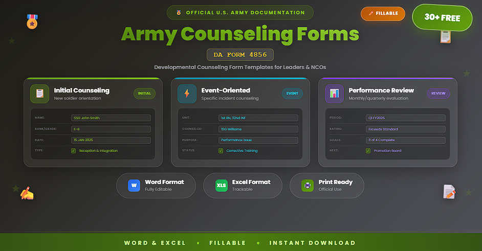 30+ Free Army Counseling Forms (DA 4856 Fillable) In Word And Excel ...