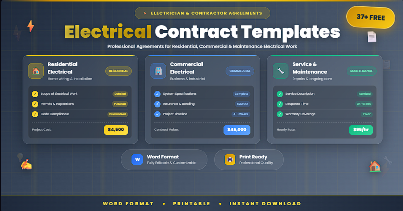 37+ Free Electrical Contract Templates And Agreement Examples In (Word ...