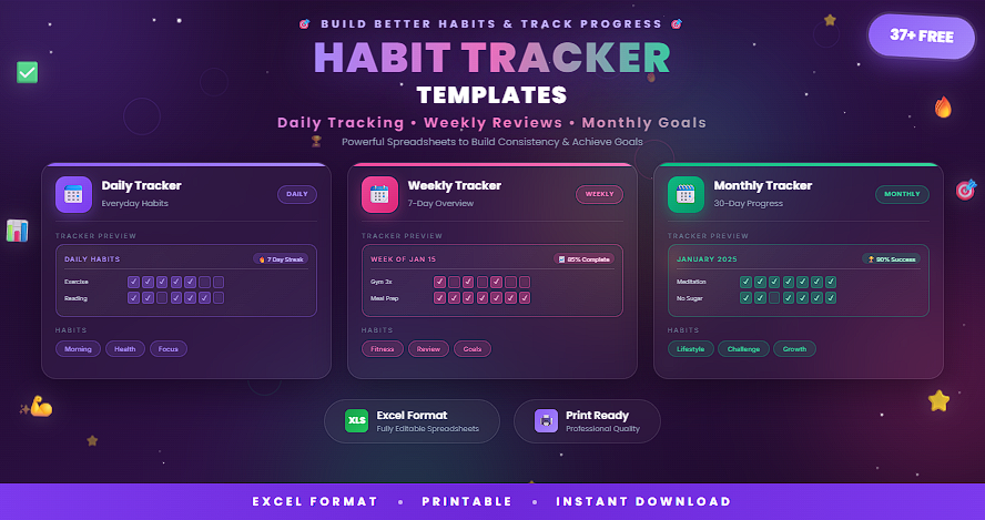 37+ Free Habit Tracker Templates [Daily, Weekly, Monthly] In Excel ...