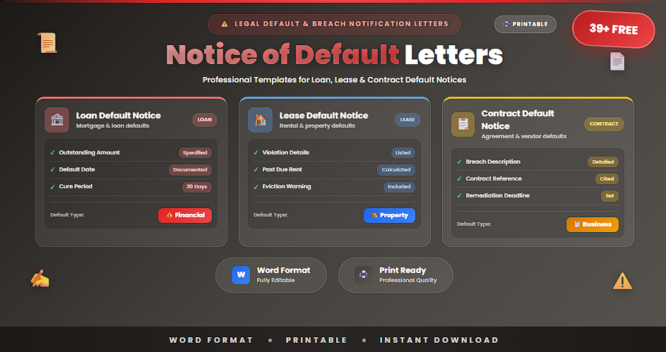 39+ Free Printable Notice of Default Letters In (Word) - Learn Management