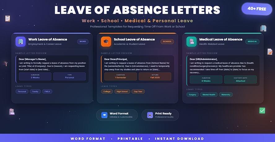 40+ Free Leave of Absence Letters (Work And School) In Word - Learn ...