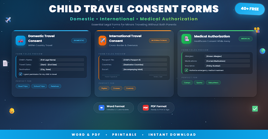 40+ Free Printable Child Travel Consent Forms In (Word And PDF) - Learn ...