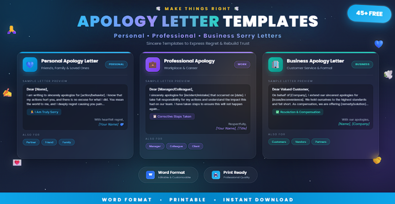 45+ Free Apology Letter Templates And Sorry Letter Samples In (Word ...