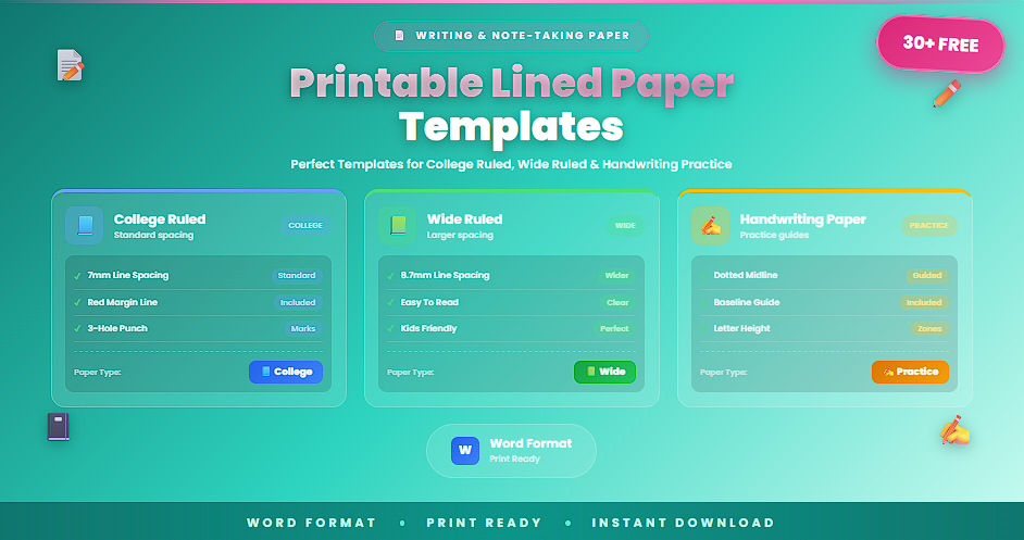 30+ Free Printable Lined Paper Templates In (Word) - Learn Management