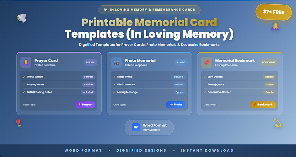 37+ Free Printable Memorial Card Templates (In Loving Memory) Word Form ...