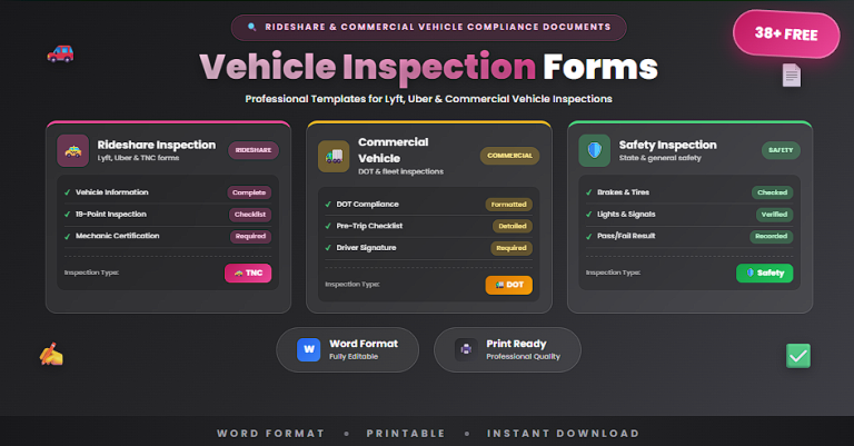 38+ Free Vehicle Inspection Forms (Lyft, Uber, etc.) In Word - Learn ...
