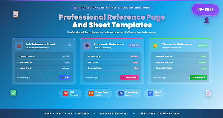 39+ Free Professional Reference Page And Sheet Templates (PDF,PPT,Ps ...