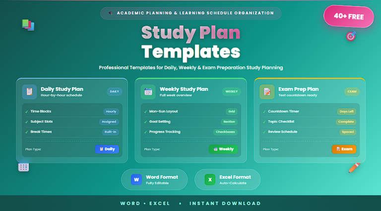 40+ Free Study Plan Templates In (Word And Excel) - Learn Management