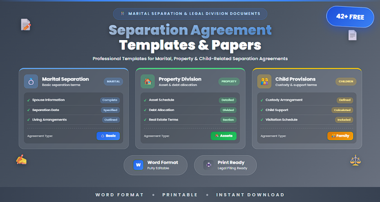 42+ Free Separation Agreement Templates And Separation Papers In (Word ...