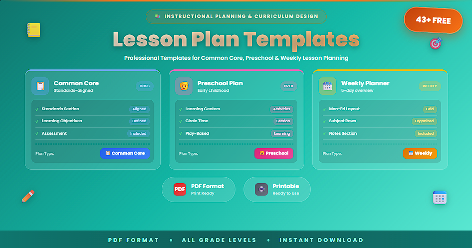 43+ Free Lesson Plan Templates (Common Core, Preschool, Weekly) In PDF ...