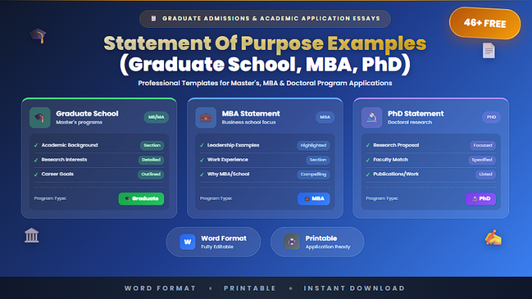 46+ Free Statement Of Purpose Examples (Graduate School, MBA, PhD) In ...