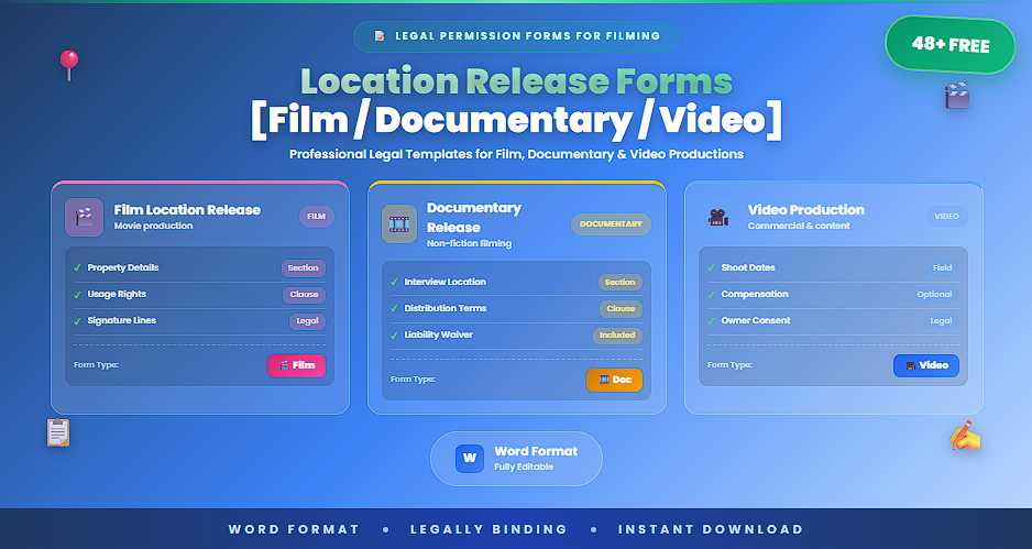 48+ Free Location Release Forms [for Film / Documentary / Video] In ...